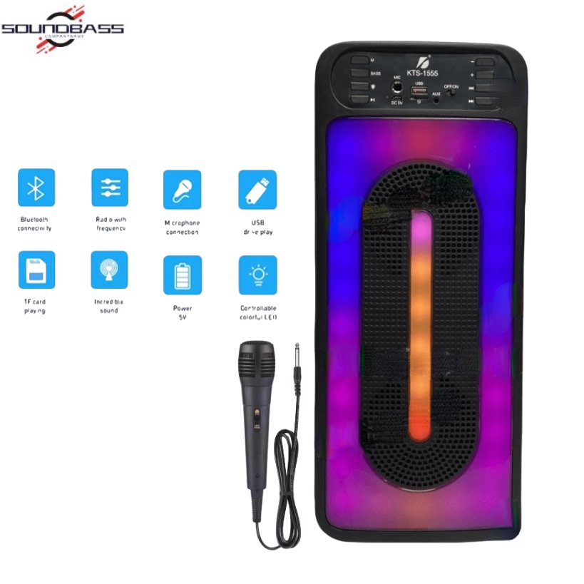 1-Super Sounds RGB LED Light Karaoke Bluetooth Wireless Speaker 8-inch ...