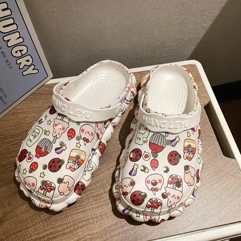 rubber Korean women fashion slippers miss crocs style platform flip ...