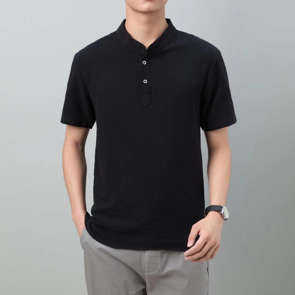 Korean style short sleeve polo shirt for men clothes formal retro shirt ...