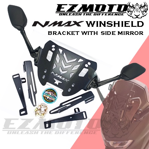 NMAX WINDSHIELD BRACKET, WITH SIDE MIRROR, BOLTS INCLUDED | Shopee ...