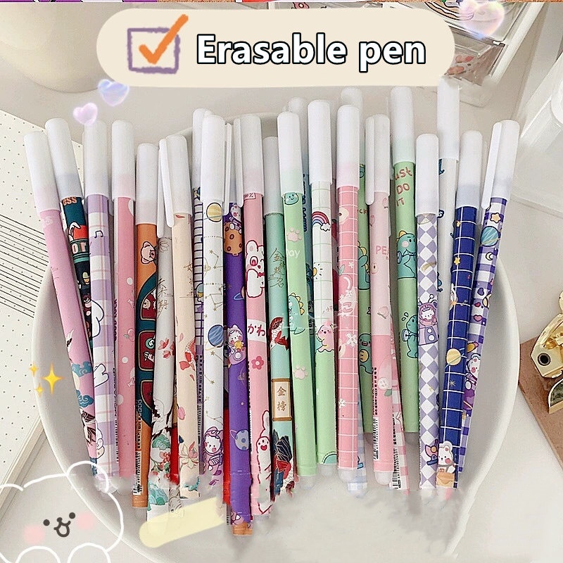 Erasable neutral pen 0.5mm blue cute cartoon carbon pen with eraser ...
