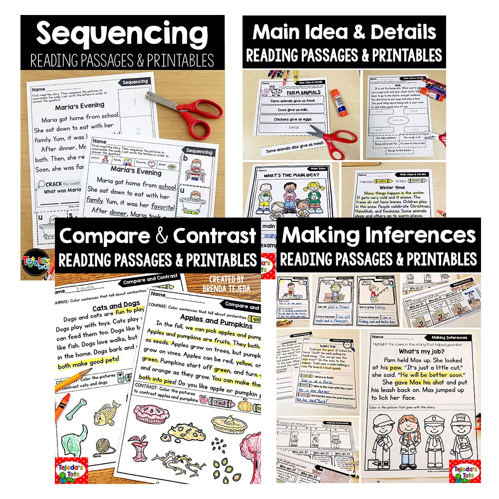 ~Reading Comprehension Passages Sequencing Main Ideas Compare Contrast ...