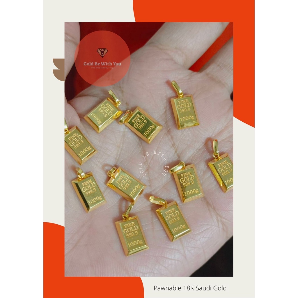 Pawnable 18K Saudi Gold Collectible Gold Bar Pendant | Shopee Philippines