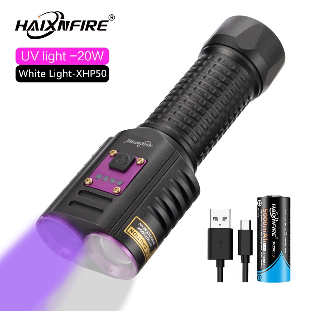 Haixnfire SV20 purple light flashlight 365nm UV curing light ...