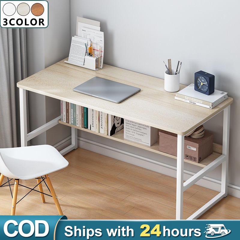 Study Table With Shelf Double-layer Computer Desk Students 60/80/100 ...