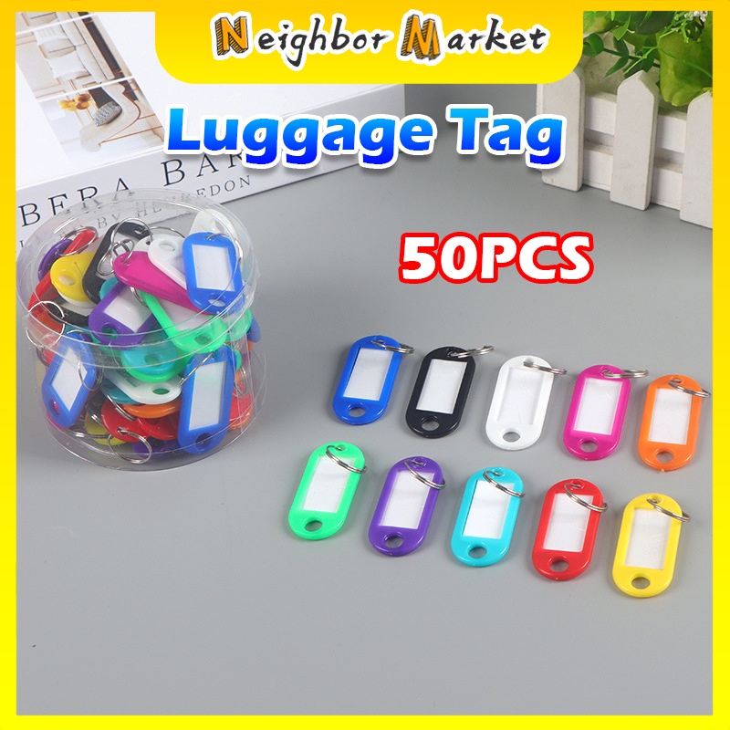 50pcs/lot Colorful Plastic Keychain Key Tags label Baggage Tag ID Label ...