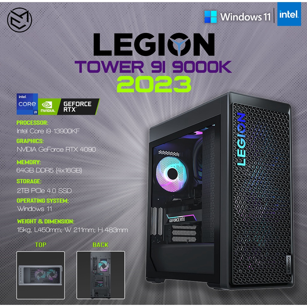Lenovo Legion Tower 9000K 2023 i9-13900KF 9000K 2023 i9 RTX 4090 64GB DDR5 2TB SSD | Shopee ...