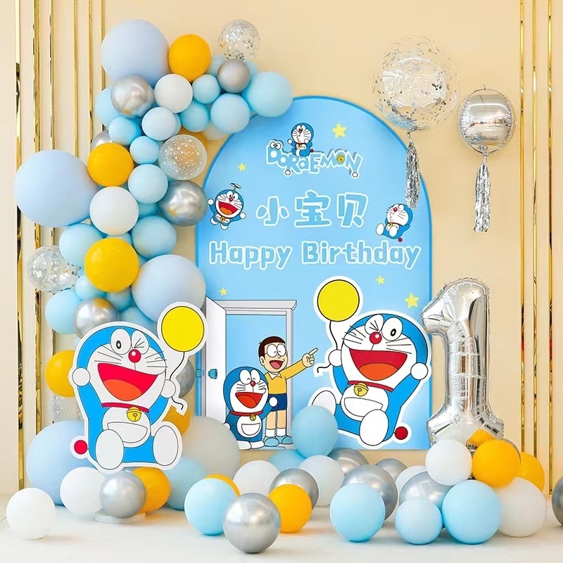 66pcs Doraemon Theme Happy Birthday Party Decoration Balloon Set 1-9 ...