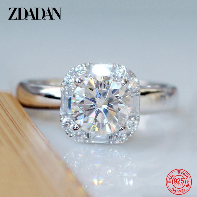 ZDADAN 925 Sterling Silver Crystal Zircon Ring For Women Charm Wedding ...