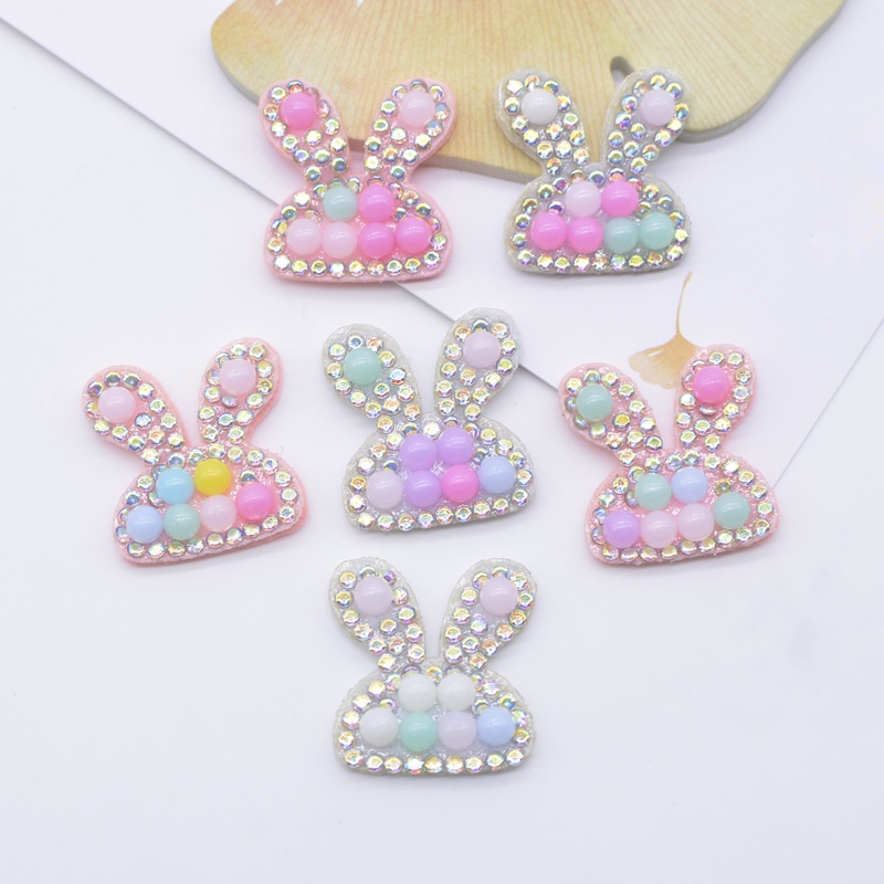 30Pcs 22*24mm Padded Colorful Rhinestone Rabbit Patches for DIY Clothes ...