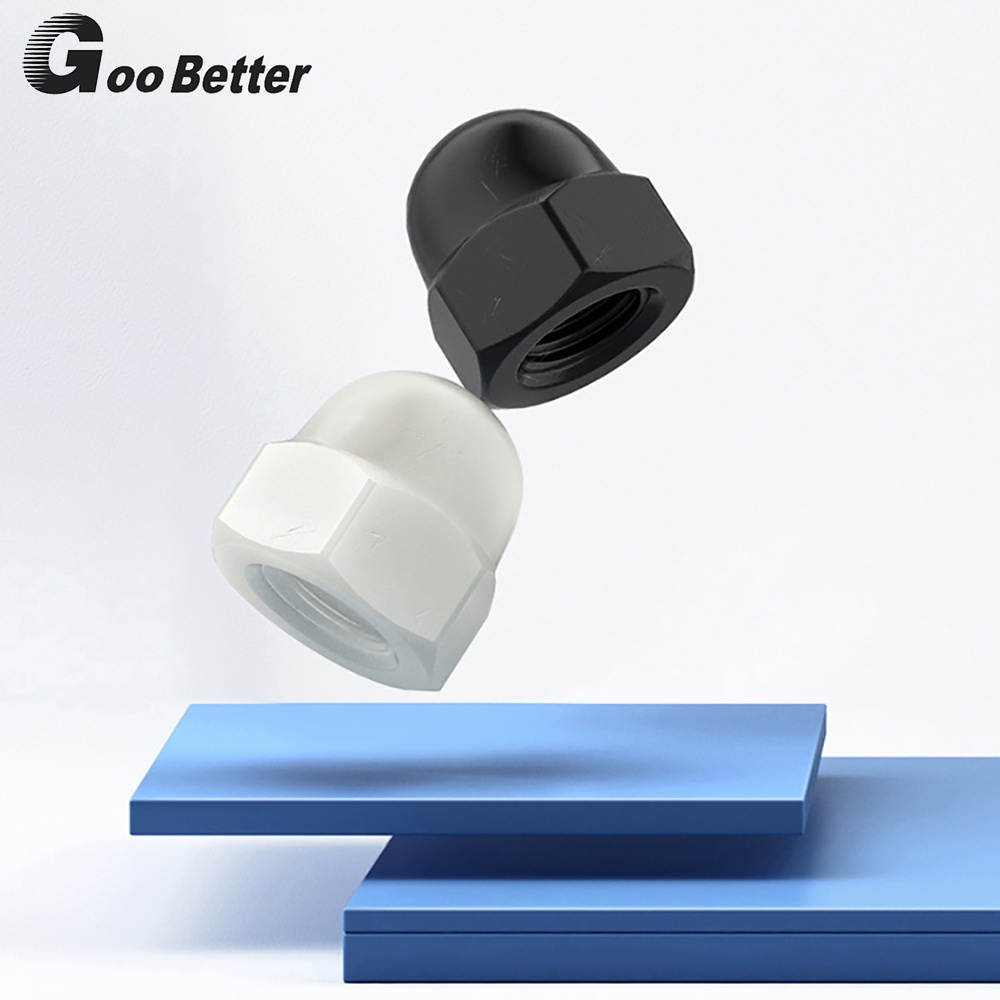 M3-M12 Hex Dome Nuts White/Black Nylon Cap Head Nut– Var Pack Sizes ...