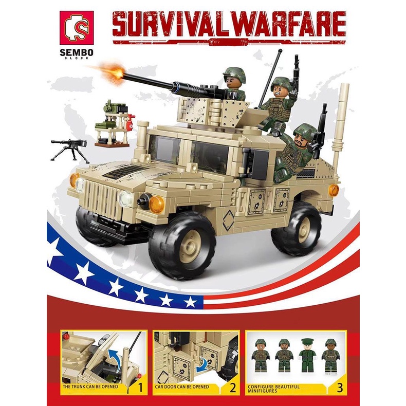 【BEA TOY】SEMBO BLOCK HUMMER M1114 LIGHT ARMORED VEHICLE 207121 | Shopee ...