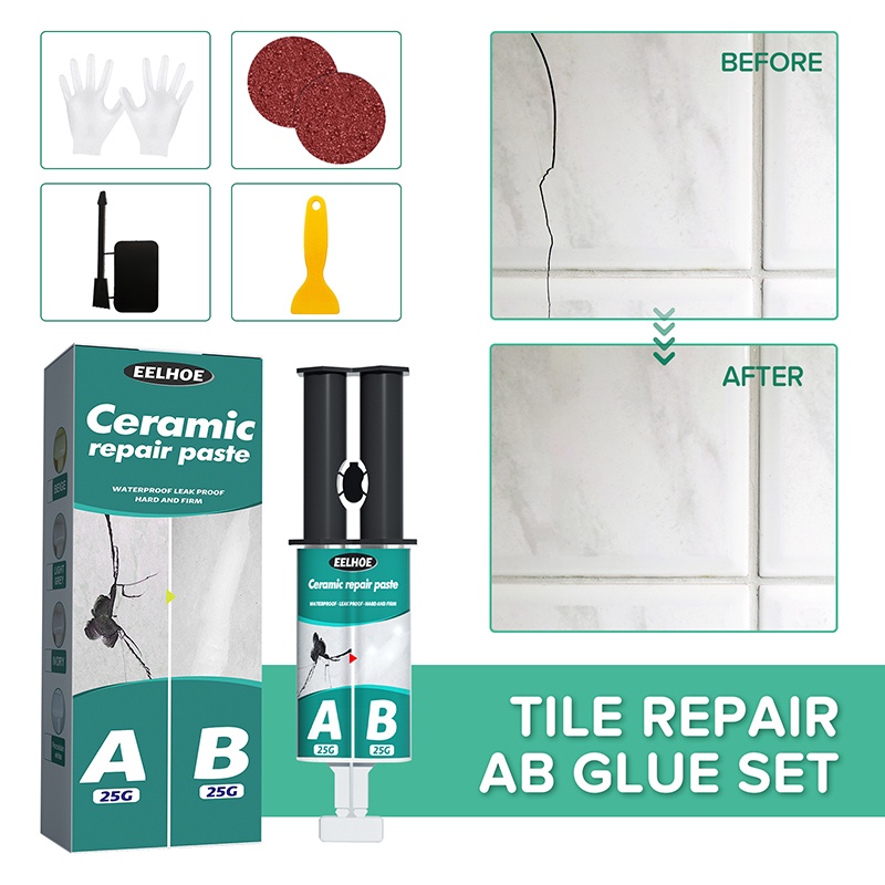 New White Ceramic Repair Paste Tile Repair AB Glue Set 50g | Shopee ...
