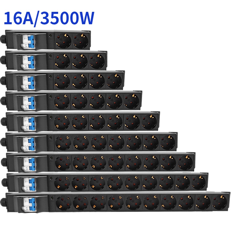 2-10 bit European power distribution unit, 16A circuit breaker EU plug ...