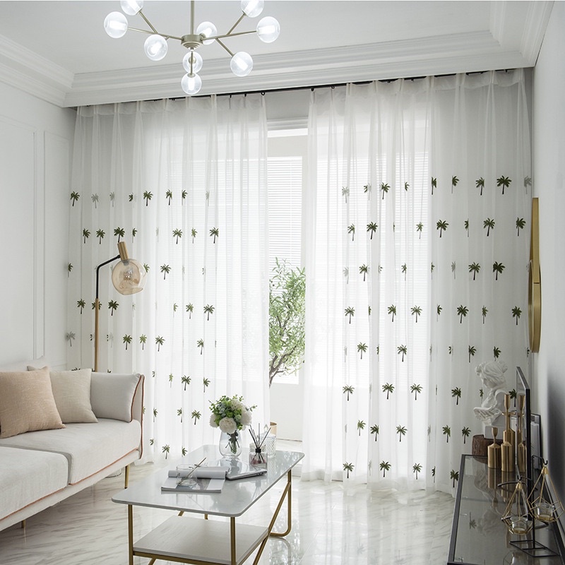 LINQING Coconut tree patterned curtain | Shopee Philippines