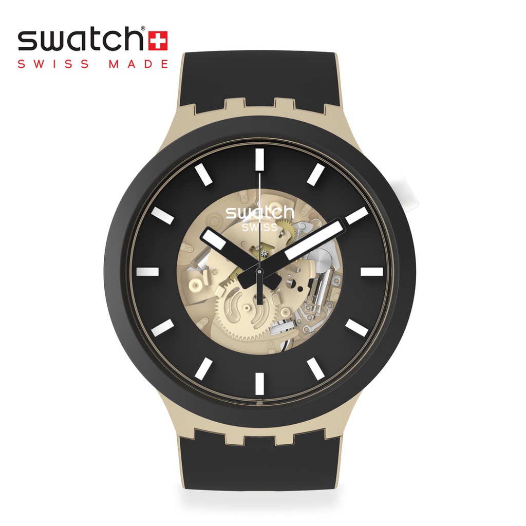 Swatch Big Bold Time for Taupe SB03C100 Black Silicone Strap Watch ...