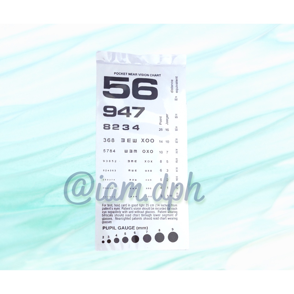 Pocket Eye Chart / Snellen or Jaeger Chart and Pain Rating Scale / Pain ...
