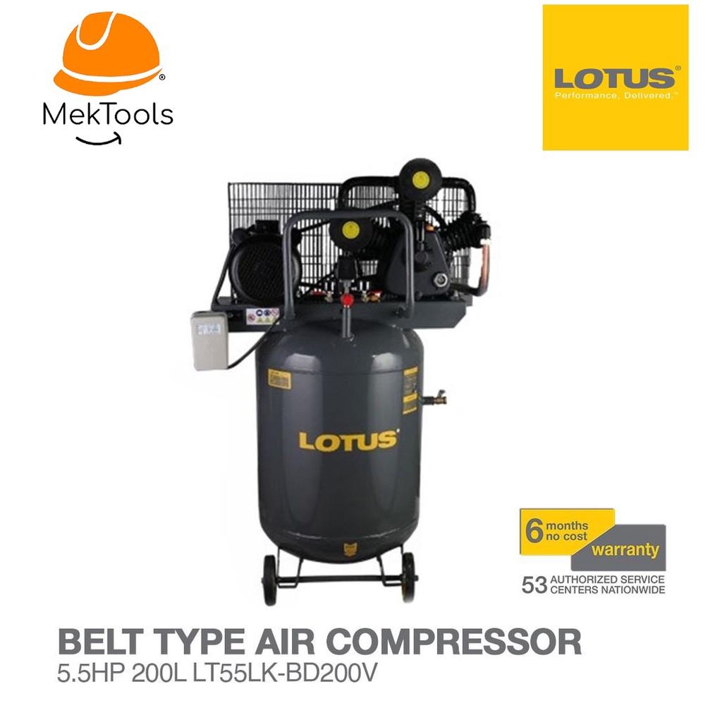 LOTUS Air Compressor 5.5HP 200L Belt Type Vertical Single Phase (LT55LK ...