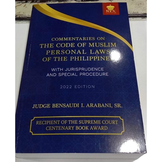 JUDGE ARABANI- COMMENTARIES ON THE CODE OF MUSLIM PERSONAL LAWS OF THE ...
