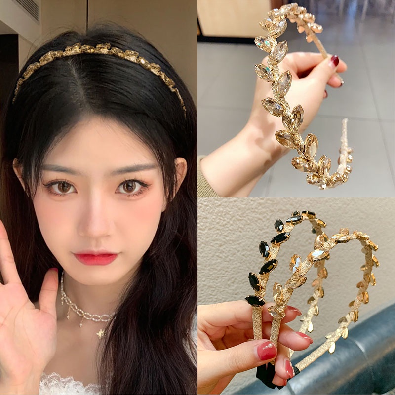 Korean Luxury Flash Diamond Simple Hair Band Handmade Gold Hairbands ...