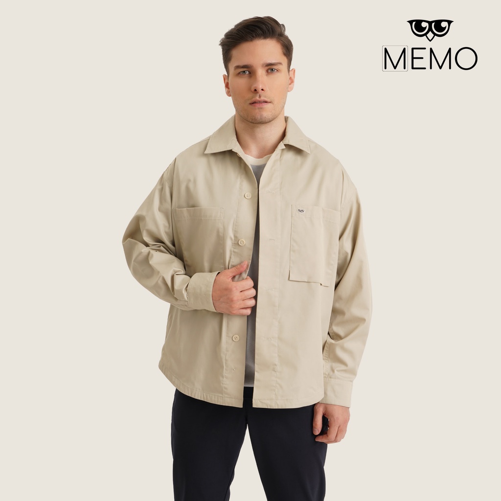 Memo Button Up Shacket For Men (Tan) | Shopee Philippines