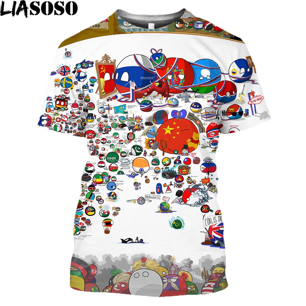 2022 Summer LIASOSO Polandball Countryball Print T Shirt for Men ...