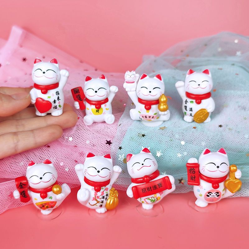 Mini Lucky Cat Micro Landscape Resin Small Ornaments Succulent Bonsai ...