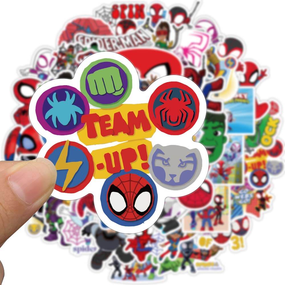 [Large sticker]50Pcs Spider-Man and his friends Stickers Heroes Movie ...