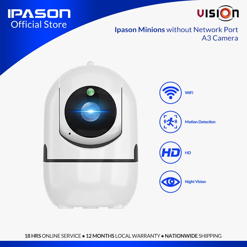 VISION A3 1080P Smart IP CCTV Camera Wifi Connect to Cellphone 1.0MP 2 ...