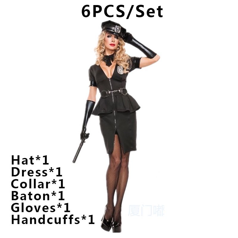 Black Short Sleeve Jumpsuit Female Police Uniform Sexy Women Sexi ...