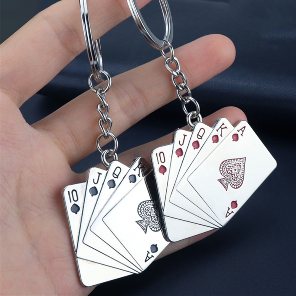 Poker Hand Playing Cards Royal Flush Keyring Cool CarKey Chain For Men ...