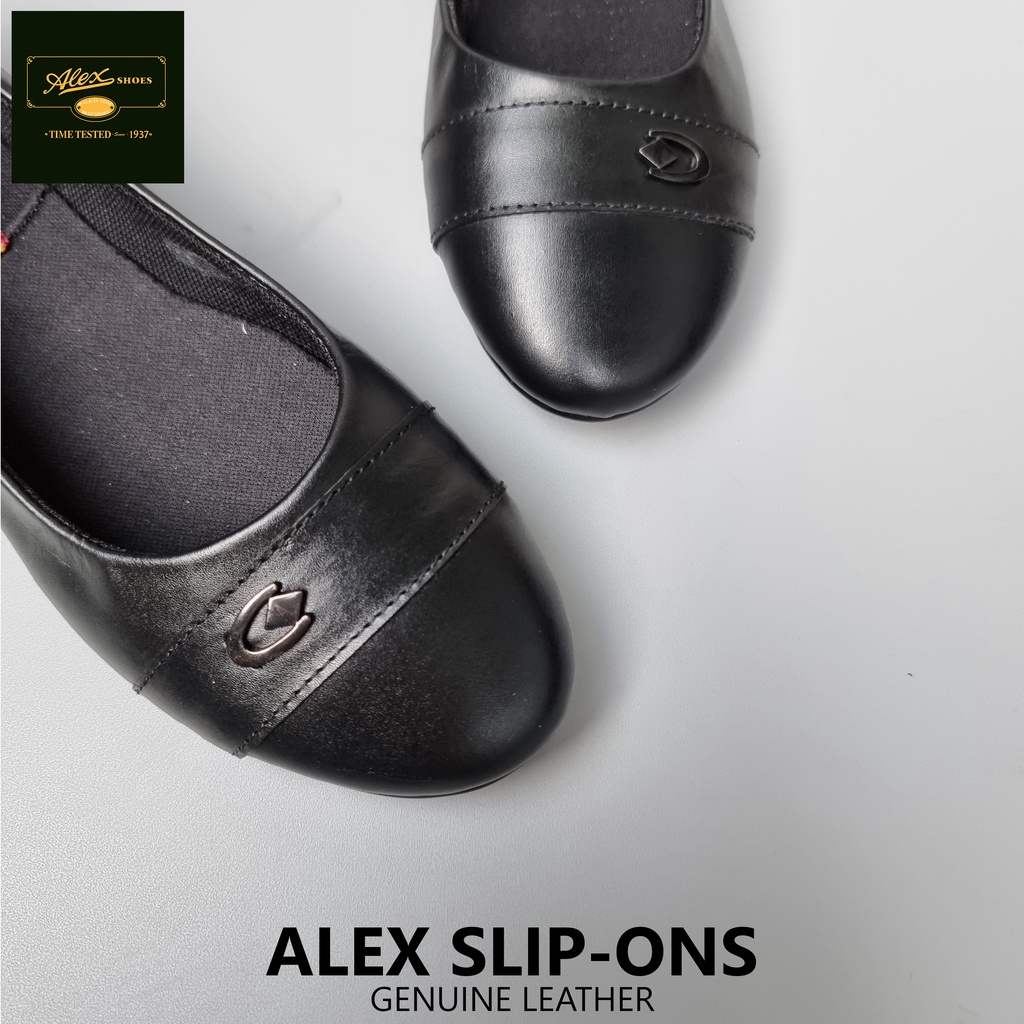 ALEX SHOES BLACK WOMEN'S SLIP-ONS GENUINE LEATHER TAHI SWELAS OFFICE ...