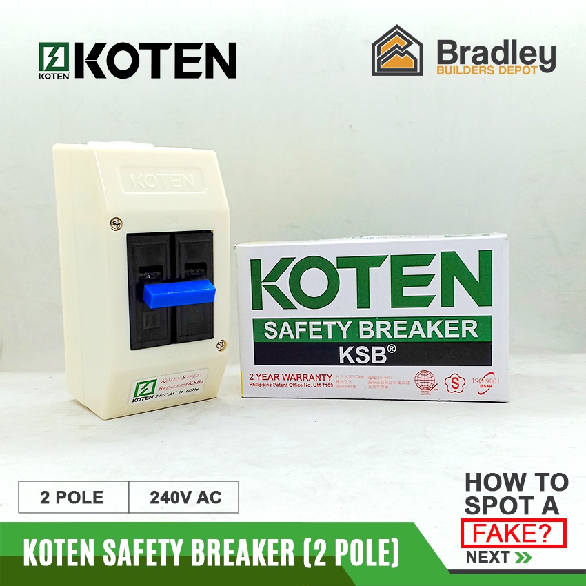 Genuine Koten Safety Breaker 2 Pole (20A,30A,60A,100A) | Shopee Philippines