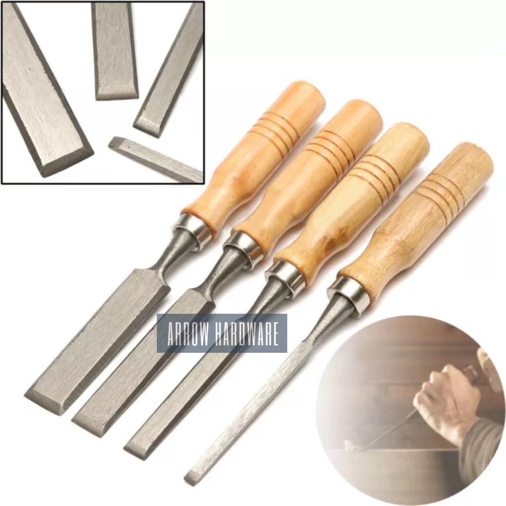 4Pcs Carving Set Wood Chisel Tool (Flat) | Shopee Philippines
