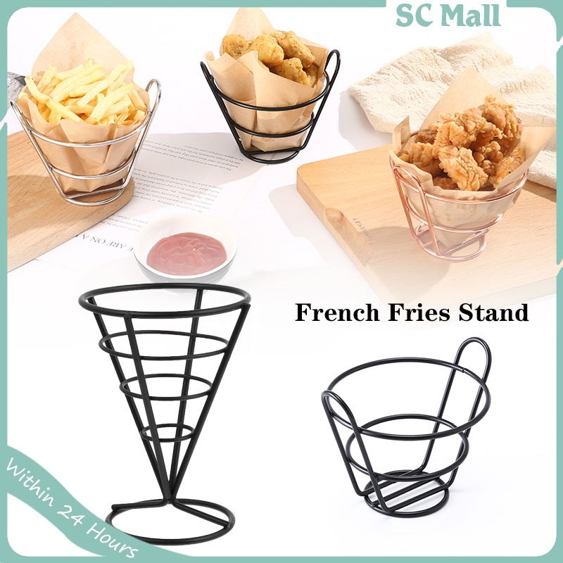 Fries Stand Metal Wire French Fry Tray Holder Food Basket Kitchen ...