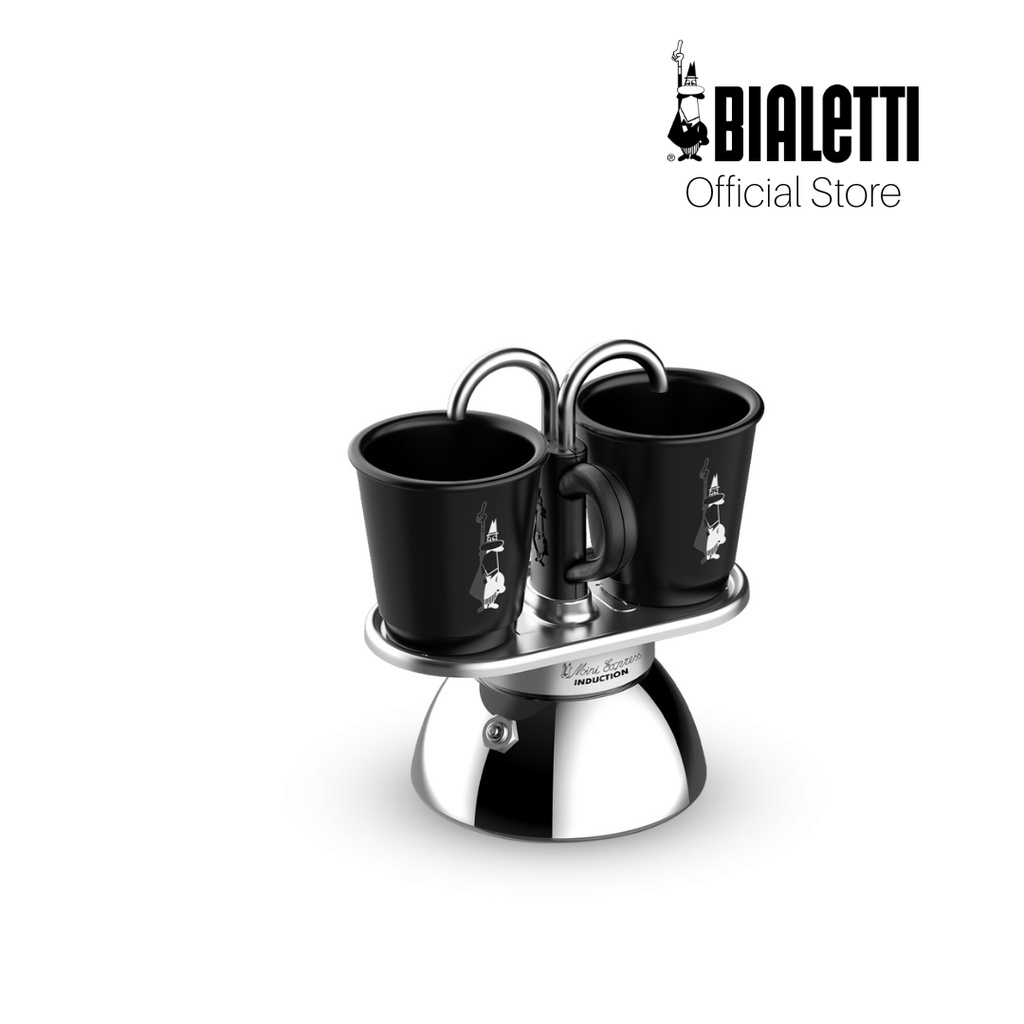 Bialetti Mini Express for Induction & 2pcs Espresso Cups - Black Moka ...