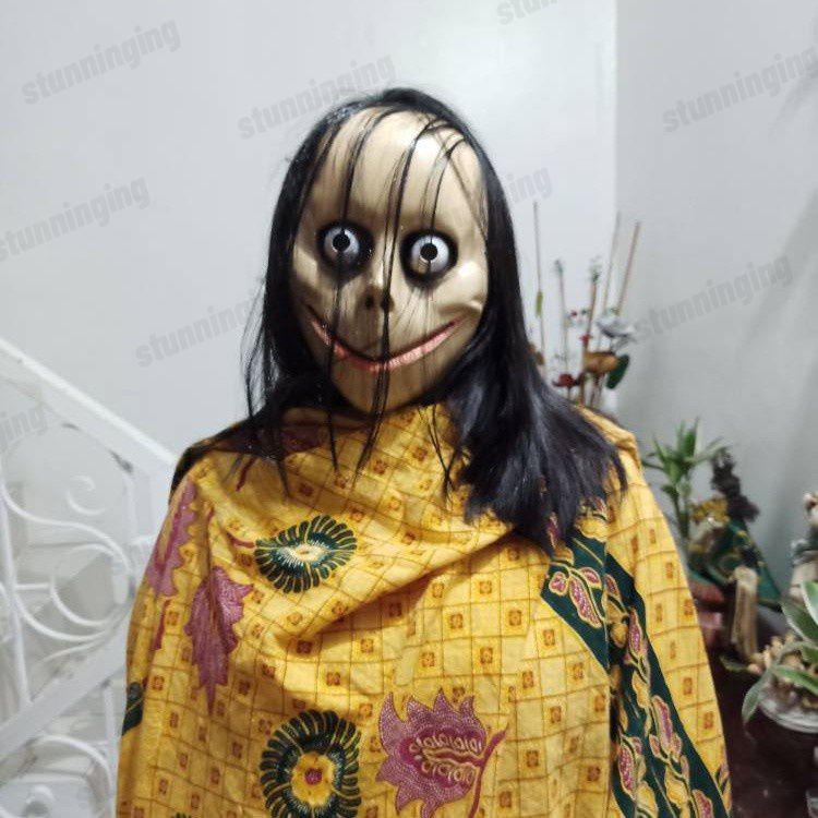 Halloween Horror Long Hair Momo Mask Scary Zombie Face Mask Cosplay ...
