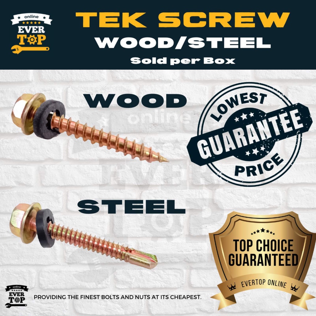 (1box) Tek Screw Wood & Steel/Metal (Sold Per Box) Text Screw | Tex ...
