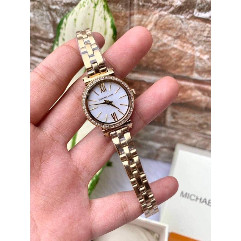 MK Watch pawnable #3833 Gold white Mini Petite Sofie Ladies Watch 26mm ...