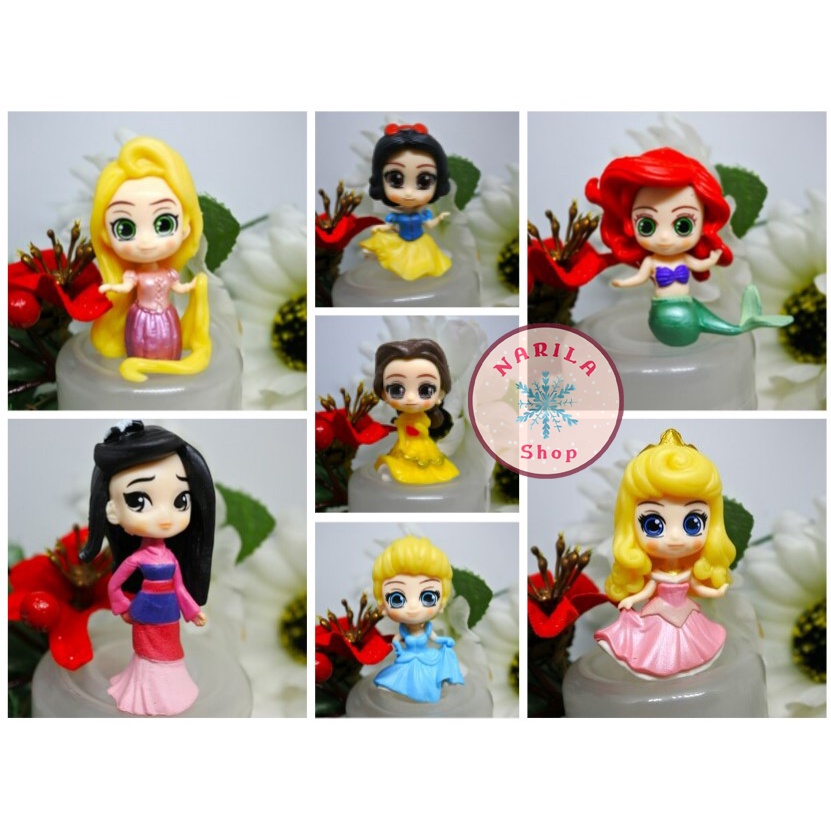 Mini Disney Princess Cake Topper Figure Miniature small Mulan Rapunzel ...