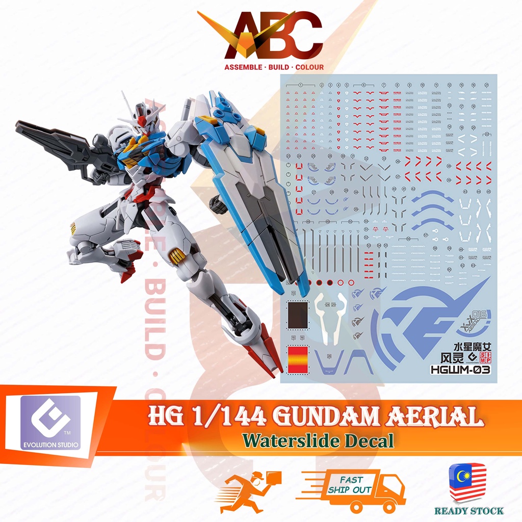 [Evo] Waterslide Decal - HG 1/144 Aerial (Fluo) XVX-016 HGTWFM Witch from Mercury Model Kit ...