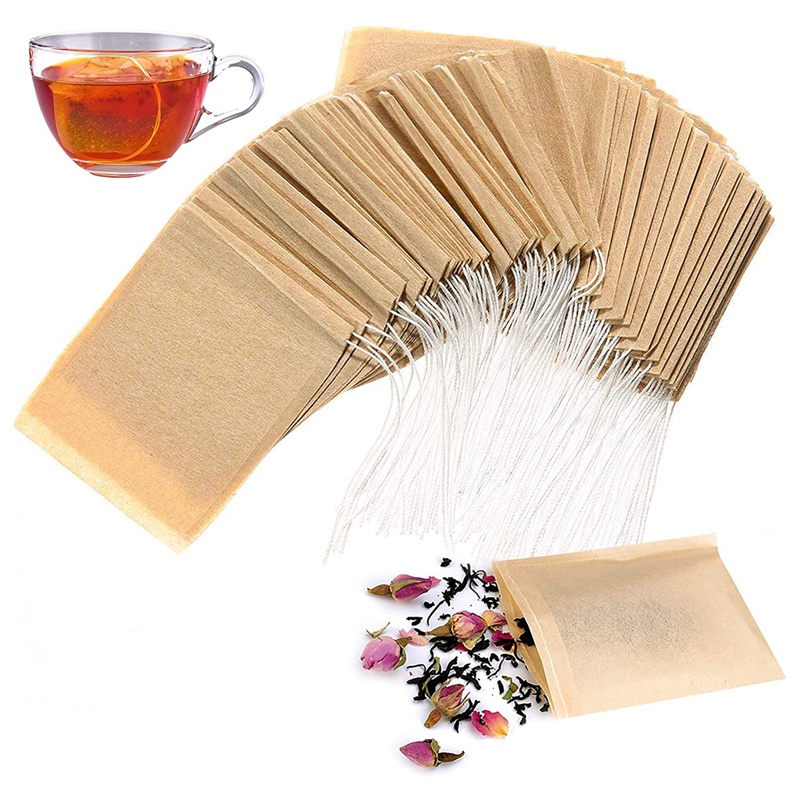 100Pcs Teabags Biodegradable Paper Tea Bag Drawstring Eco-Friendly ...