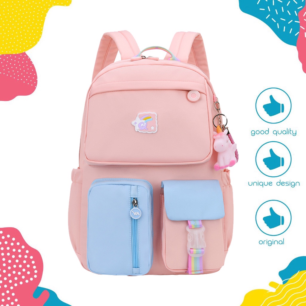 School Bag For Kids girls color matching backpack waterproof bagpack ...