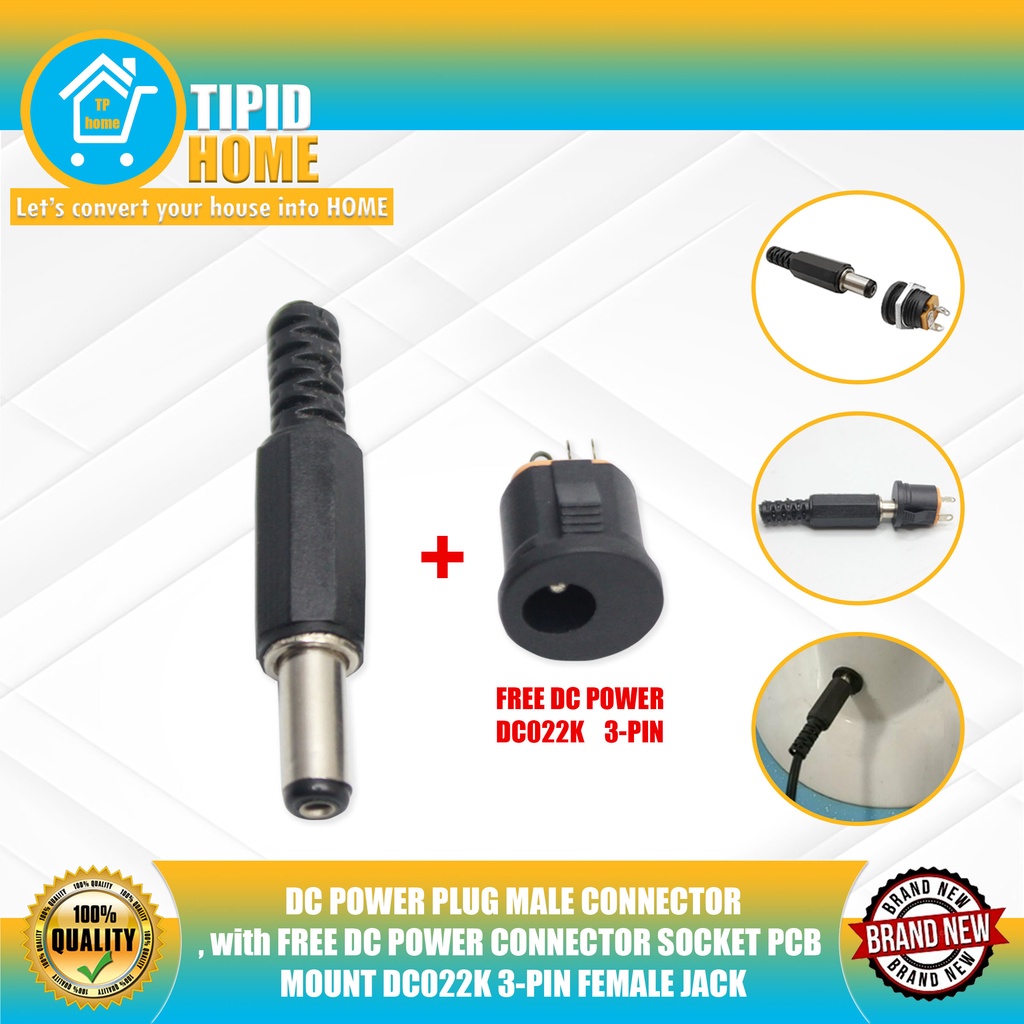 DC POWER PLUG MALE CONNECTOR, with FREE DC POWER CONNECTOR SOCKET PCB ...