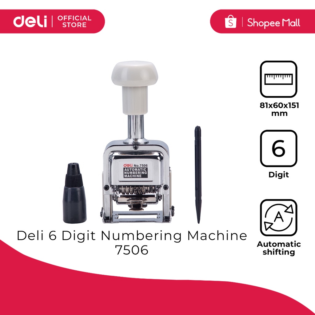Deli 7506 6 Digit Numbering Machine [797506] | Shopee Philippines