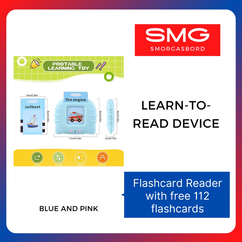 Learn-to-Read Device Flashcard Reader with Free 112 flashcards Pink and ...