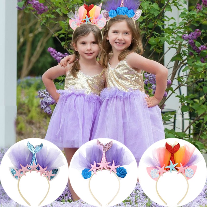 Mermaid Headband Sparkling Starfish Shell shaped Hair Band Mermaid ...