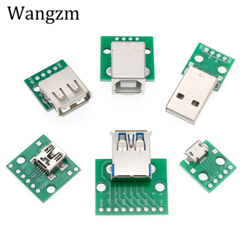 10PCS USB Male Connector / MINI MICRO USB to DIP Adapter 2.54mm 5pin ...
