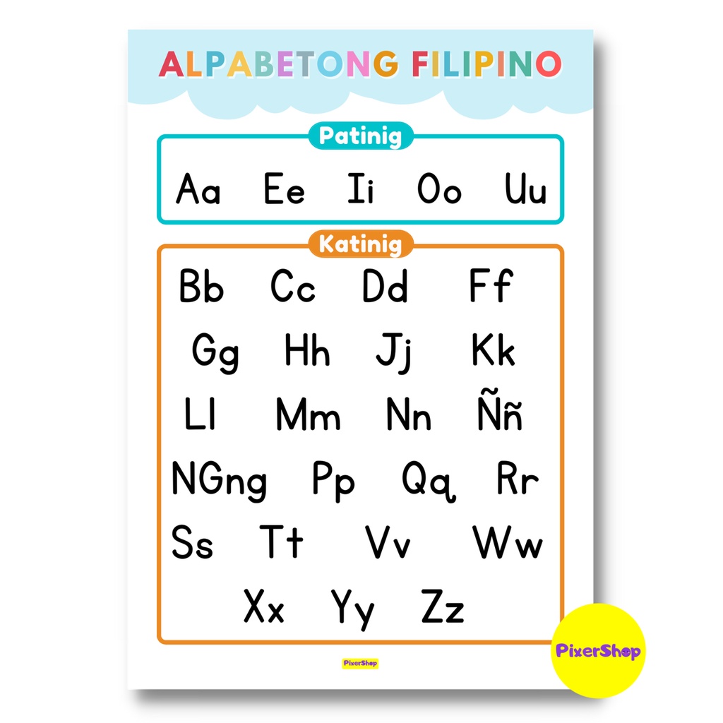 VOWELS CONSONANTS PATINIG KATINIG EDUCATIONAL LAMINATED CHARTS A4 SIZE POSTERS | Shopee Philippines