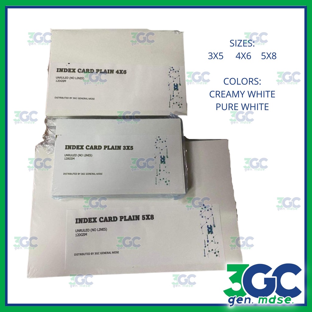 3GC White Unruled Plain Printable Index Cards 3x5/4x6/5x8 Sizes - Ideal ...